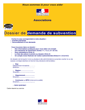 Remplissable En Ligne 4- Formulaire CERFA Demande de subvention VF Fax Email Imprimer - pdfFiller