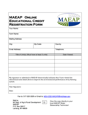 Fillable Online MAEAP Online Educational Credit Registration Form Fax ...