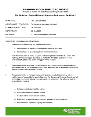 Fillable Online api ecan govt RESOURCE CONSENT CRC190920 Fax Email ...