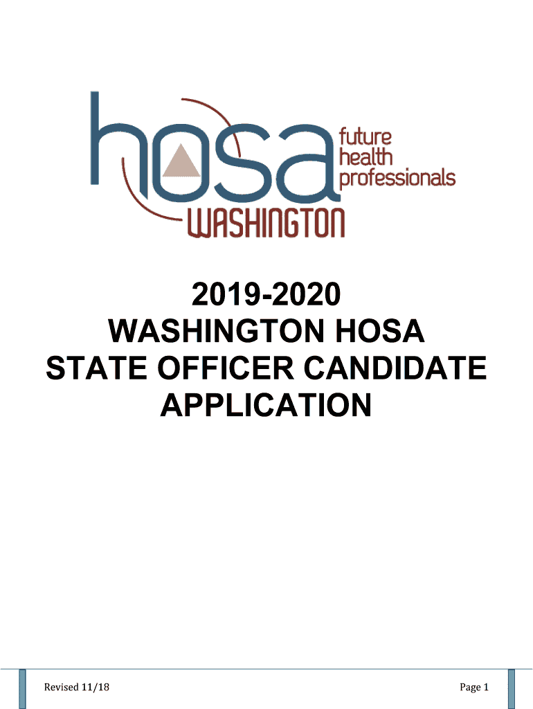 Fillable Online 2019-2020 WA HOSA State Officer Application Fax Email ...