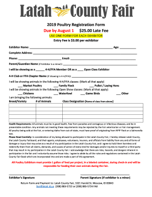 Fillable Online 2019 Poultry Registration Form Fax Email Print - pdfFiller