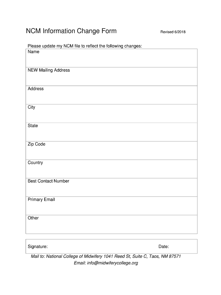Fillable Online NCM Information Change Form Fax Email Print - pdfFiller