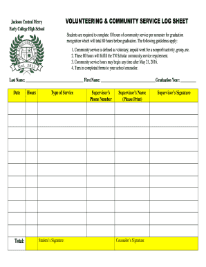 Fillable Online NJHS Community Service/Volunteer Hours Log Sheet Fax ...