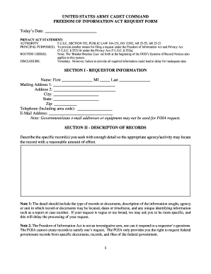 Fillable Online USACC FOIA-PA Request Form - Cadet Command Fax Email ...