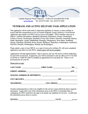 Fillable Online VETERANS AND ACTIVE MILITARY PASS APPLICATION Fax Email ...
