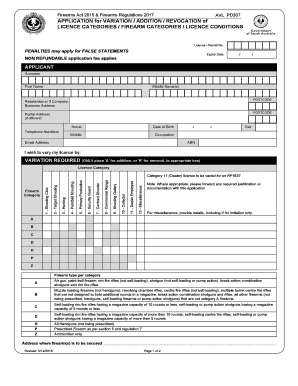 Fillable Online Firearms - Application for variation of licence PD307 ...