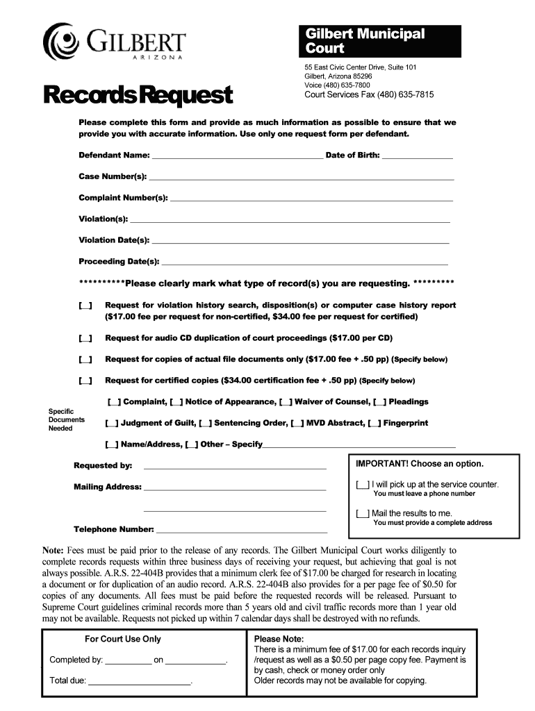 Fillable Online Gilbert Municipal Fax Email Print - pdfFiller