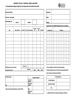 Fillable Online Additional hours claim form restricted for web 04-2010 ...