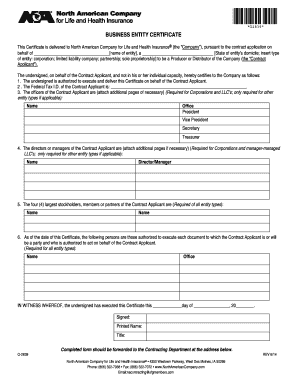 Fillable Online BUSINESS ENTITY CERTIFICATE - gocui.com Fax Email Print ...