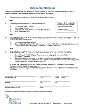 Fillable Online MVWSD statement of residency. MVWSD statement of ...