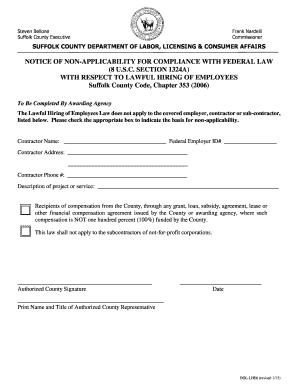 Fillable Online notice of non-applicability for compliance with federal ...