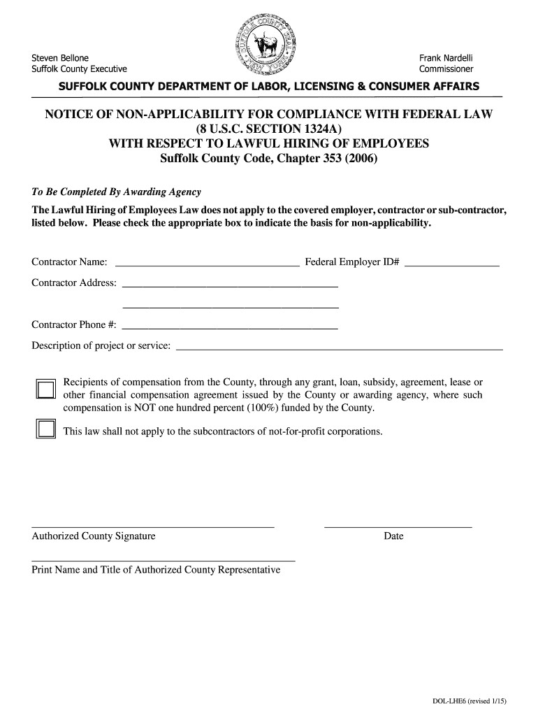 Fillable Online notice of non-applicability for compliance with federal ...