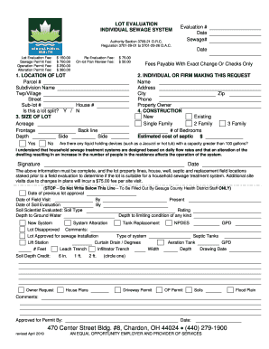 Fillable Online Lot Evaluation - Individual Sewage System Fax Email ...
