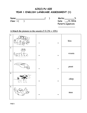 Fillable Online YEAR 1 ENGLISH LANGUAGE ASSESSMENT (1) Fax Email Print ...