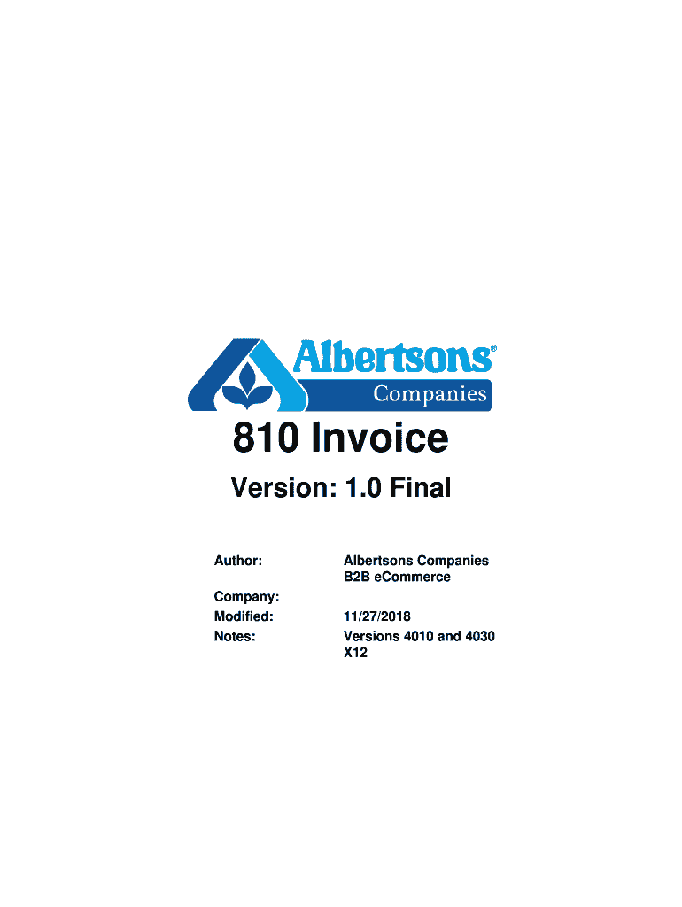 Fillable Online 810 Invoice - Suppliers - Safeway Fax Email Print ...