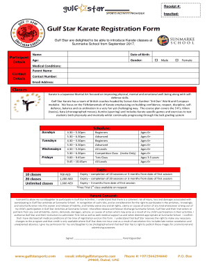 Fillable Online Gulf Star Karate Registration Form Fax Email Print ...