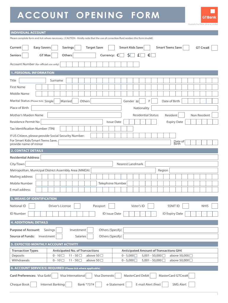Fillable Online Non Resident Ghanaian Account Opening Forms copy ...