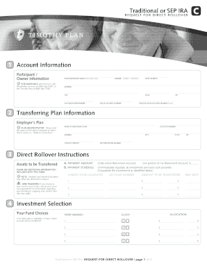 Fillable Online 1 Account Information - The Timothy Plan Fax Email ...