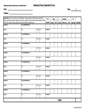 Fillable Online National Dues Submittal Form Total Fax Email Print ...
