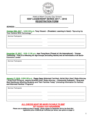Fillable Online ISSF LEADERSHIP SERIES 2017 REGISTRATION FORM Fax Email ...