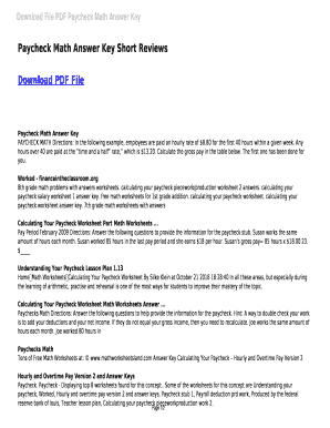 Fillable Online Download File PDF Paycheck Math Answer Key Fax Email ...