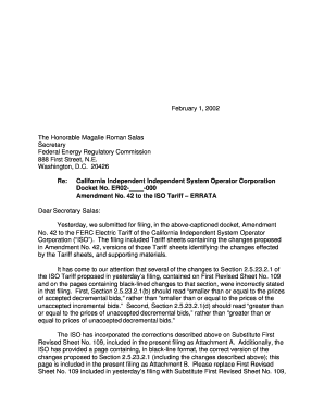 Fillable Online Transmittal letter for erratum to Amendment No. 42 ...