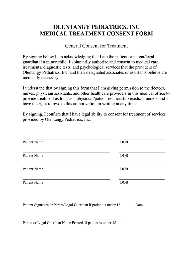 Fillable Online olentangy pediatrics, inc medical treatment consent ...