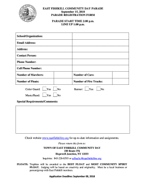 Fillable Online Community Day Parade Registration Form. Community Day ...