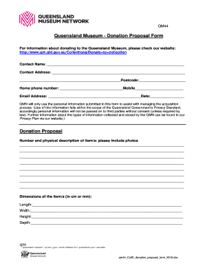 Fillable Online Queensland Museum - Donation Proposal Form Fax Email ...