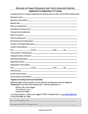 Fillable Online chfs ky Application for Registration of Training Fax Email Print - pdfFiller