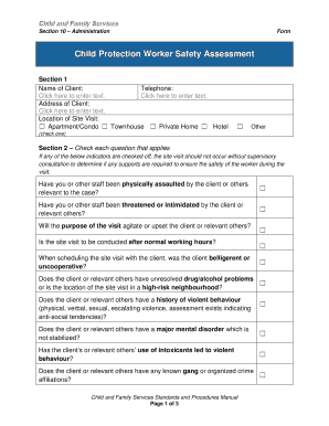 Fillable Online Child Protection Worker Safety Assessment Fax Email ...