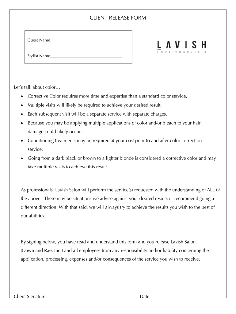 Fillable Online 4. CLIENT RELEASE FORM.docx Fax Email Print - pdfFiller