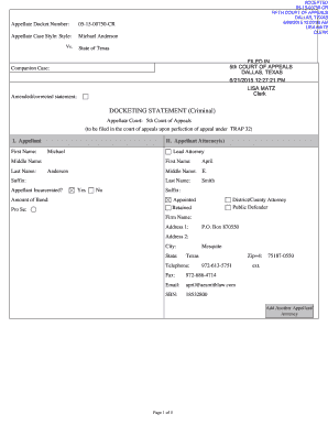 Fillable Online Criminal Docketing Statement.pdf Fax Email Print ...