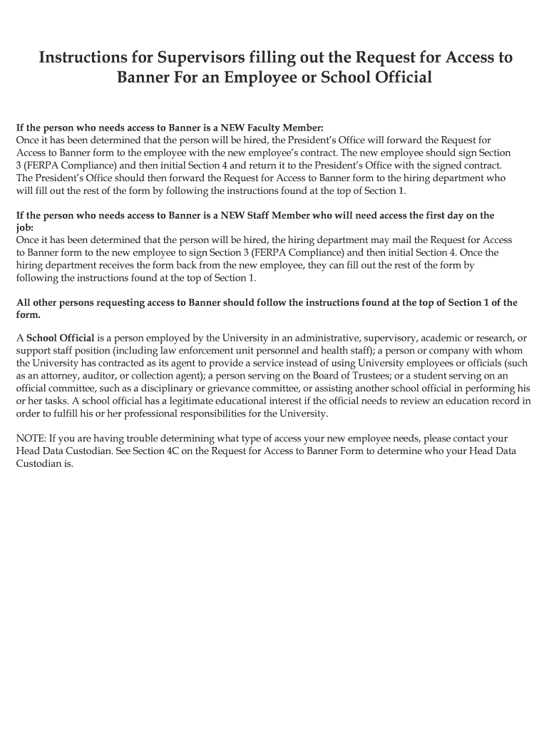 Fillable Online Banner Request for Access Form - new Fax Email Print ...