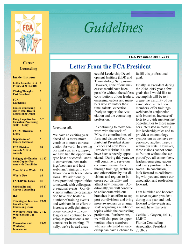 Fillable Online Letter From the FCA President Fax Email Print - pdfFiller