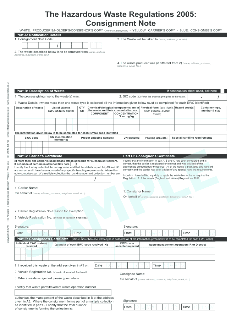 Fillable Online Consignment Note - Waste Transfer Notes Fax Email Print ...