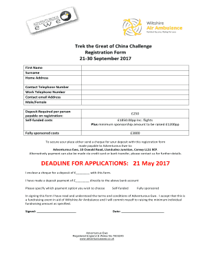Fillable Online WAA China Registration form - adventurousewe.co.uk Fax ...