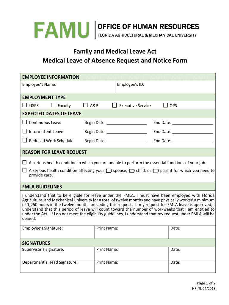 Fillable Online Medical Leave of Absence Request and Notice Form Fax ...