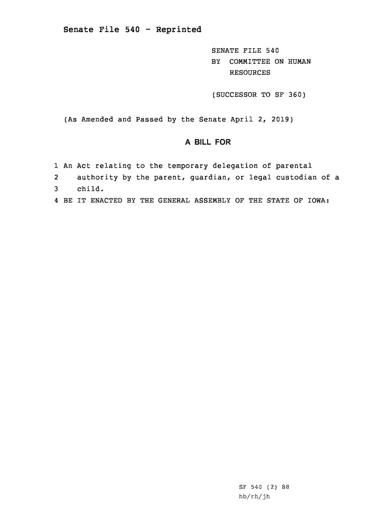 Fillable Online Senate File 540 - Reprinted Fax Email Print - pdfFiller