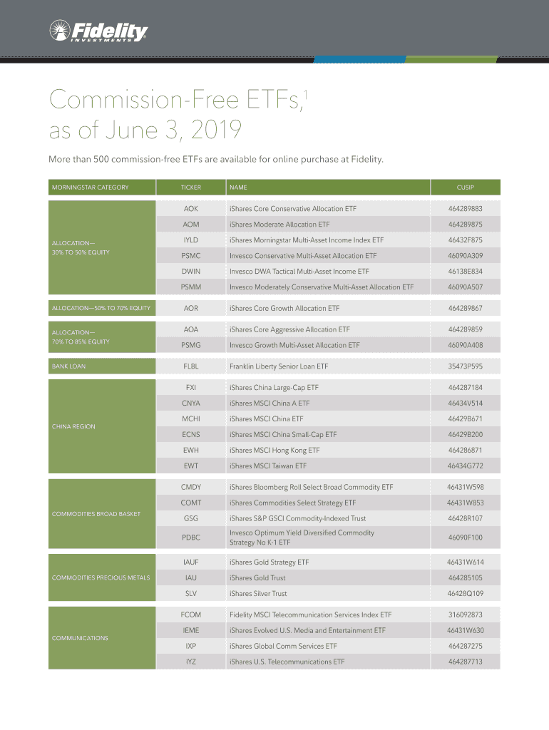 Fillable Online Commission-Free ETFs Release - Fidelity Investments Fax ...