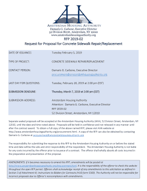 Fillable Online RFP 2019-02 Request for Proposal for Concrete Sidewalk ...