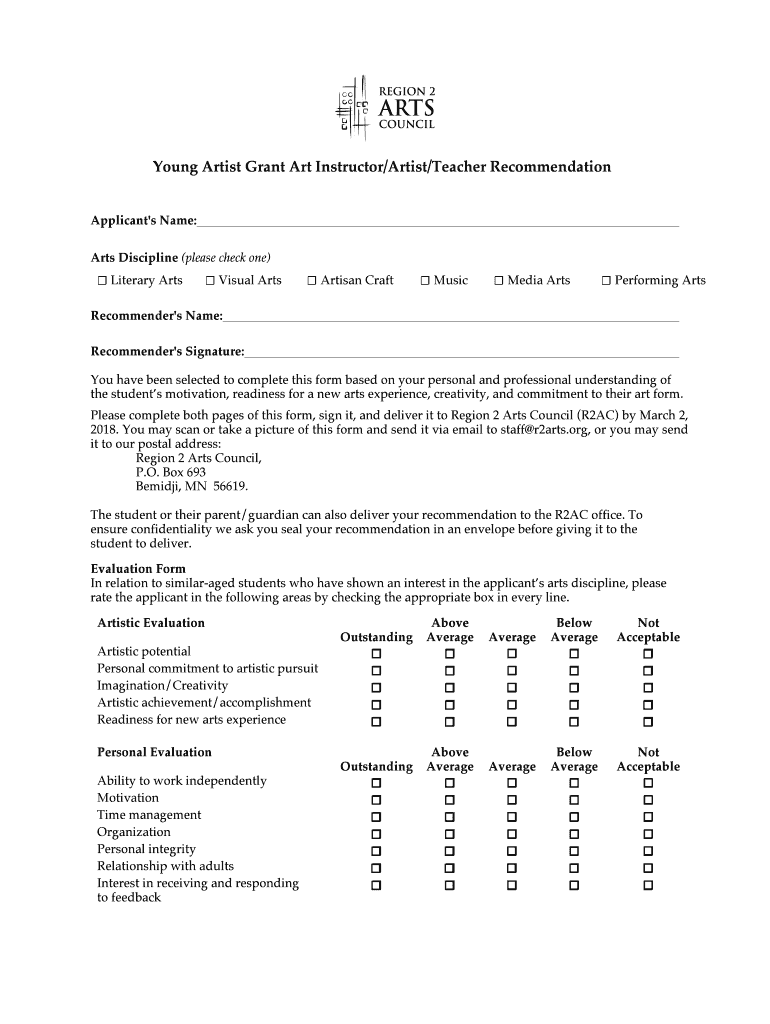 Fillable Online Artist Mentor Grant Reference Form Fax Email Print ...