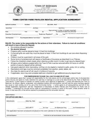 Fillable Online TOWN CENTER PARK PAVILION RENTAL APPLICATION Fax Email Print - pdfFiller