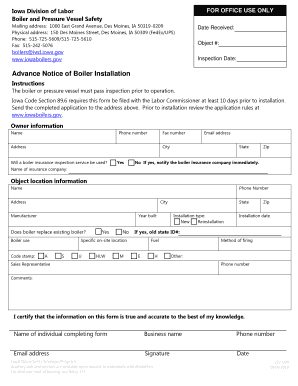 Fillable Online Advance Notice of Boiler Installation Fax Email Print ...