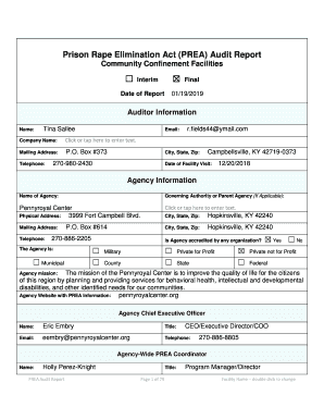 Fillable Online Prison Rape Elimination Act (PREA) Audit Report ...