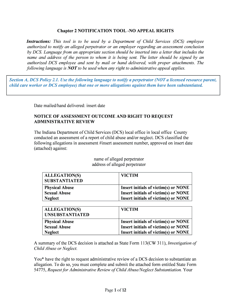 Fillable Online Chapter 2 NOTIFICATION TOOL -NO APPEAL RIGHTS Fax Email ...