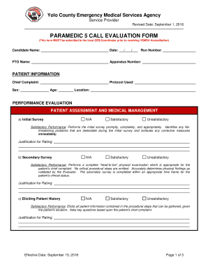 Fillable Online paramedic 5 call evaluation form - Paramedic Protocol ...