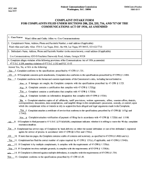 Fillable Online complaint intake form for complaints filed under ...