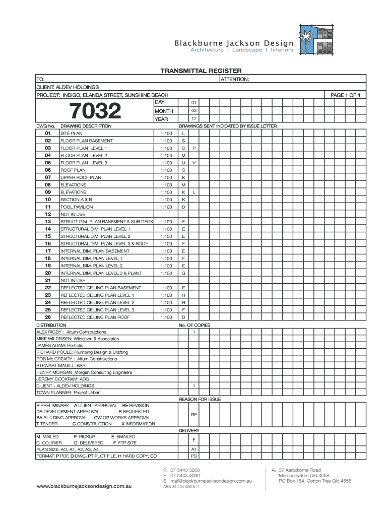 Transmittal Register - Fill Online, Printable, Fillable, Blank | pdfFiller
