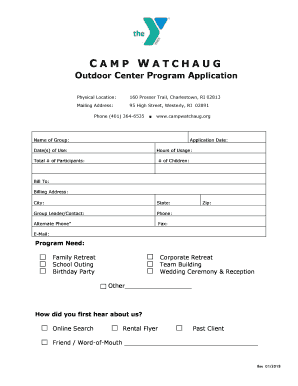 Fillable Online Camp Watchaug - Ocean Community YMCA Fax Email Print ...